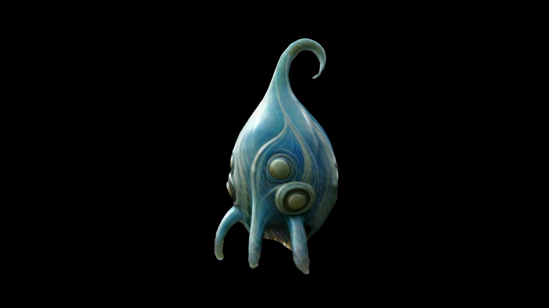 a blue and green alien creature with a droopy bo - Download Free 3D ...