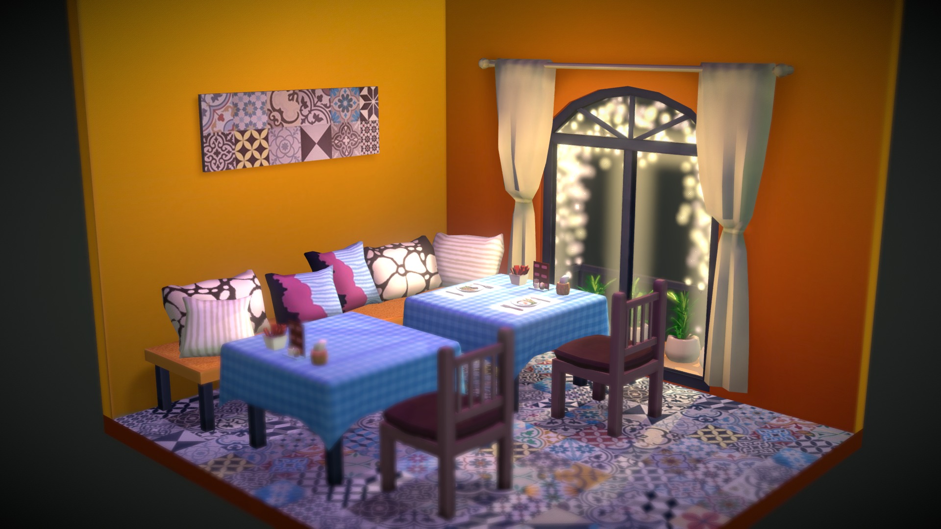 Restaurant corner - 3D model by Gomuz (@gomugomu) [aa0d7a0] - Sketchfab