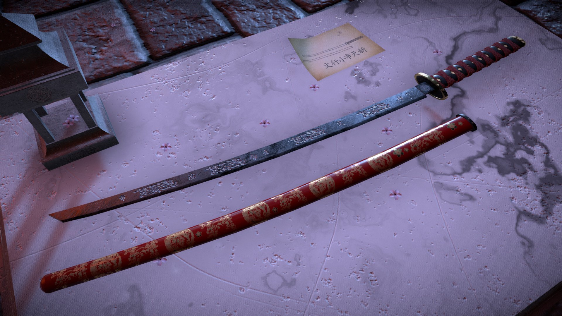 Golden Dragon Katana - Buy Royalty Free 3D model by Micheal-Holloway ...