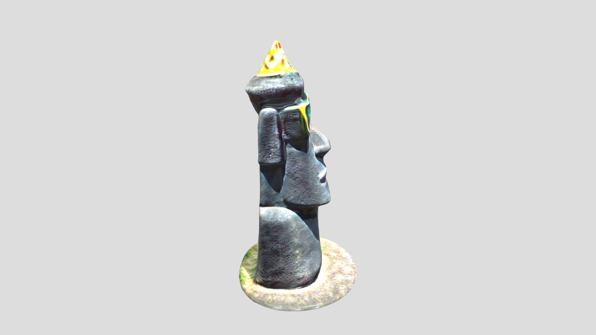 Moai Statue Wearing Sunglasses And A Party Hat - Download Free 3D model ...