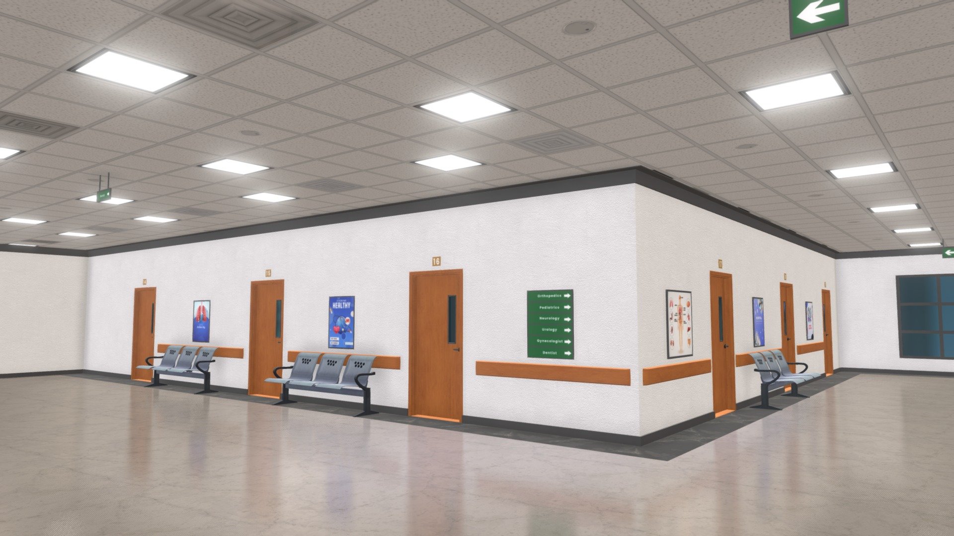 Hospital Hallway - Buy Royalty Free 3D model by artisan3dventures ...