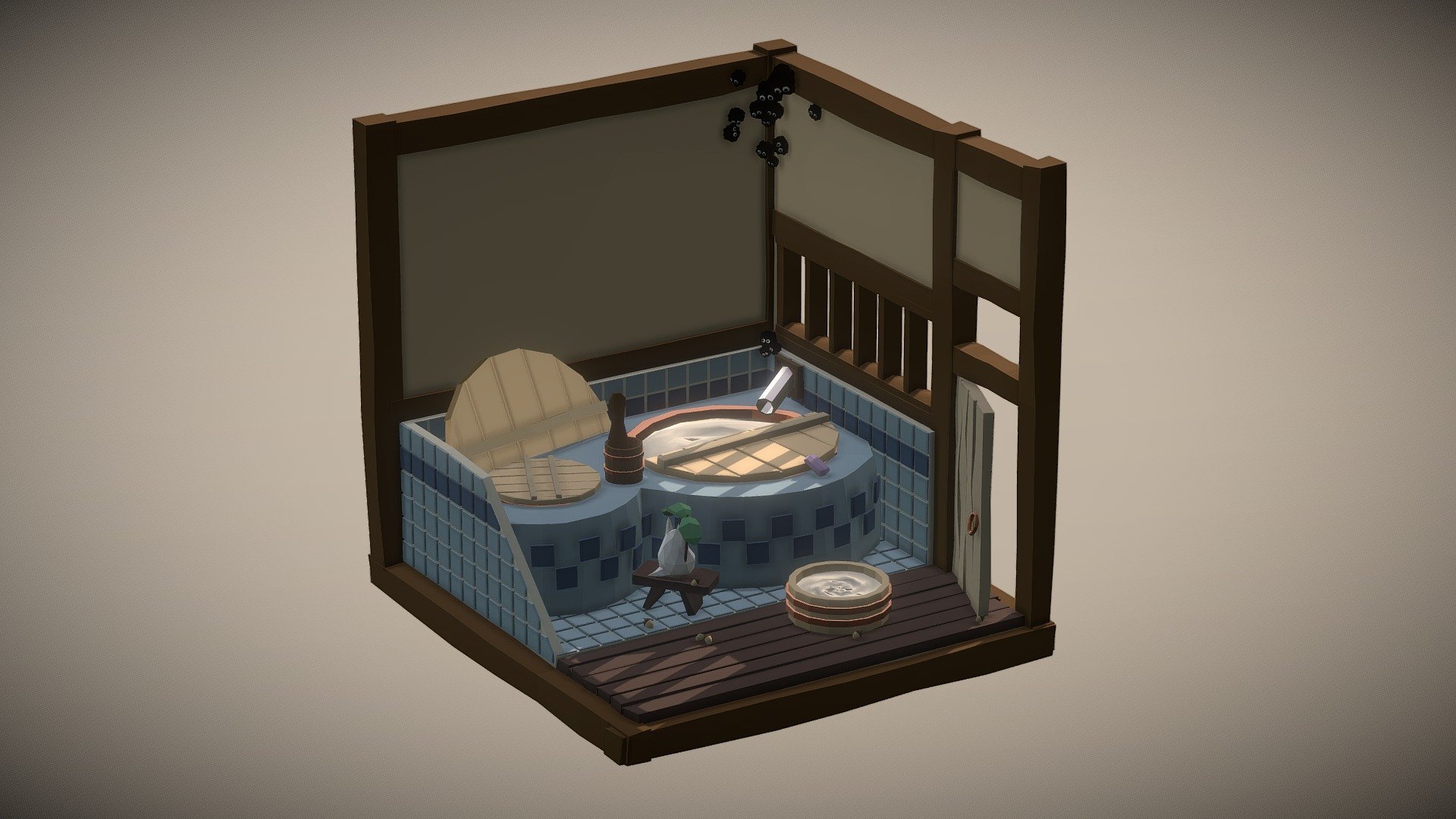 Isometric Bathroom - Totoro's Bathtub - Download Free 3D model by Swaan ...