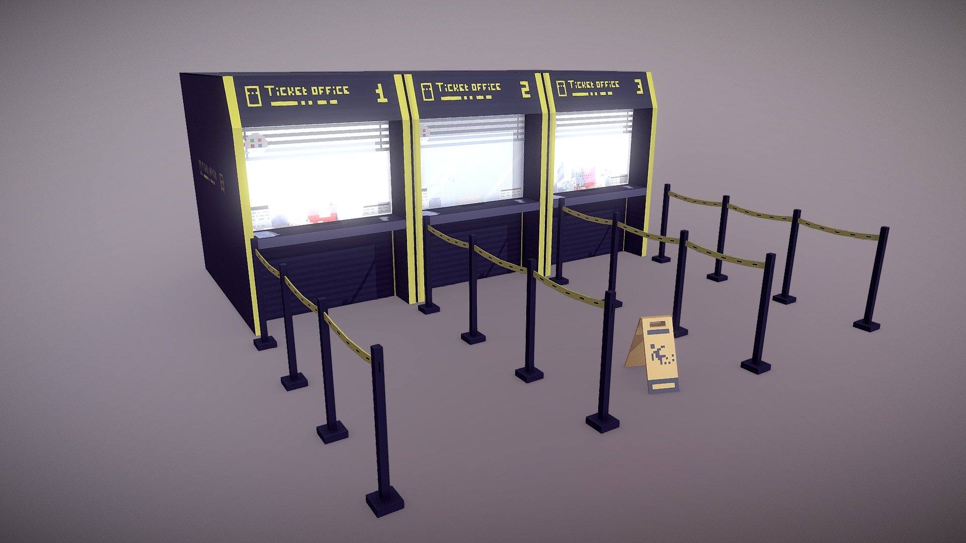 Ticket Office Lowpoly 3D Pixel Art Pack - Download Free 3D model by F ...