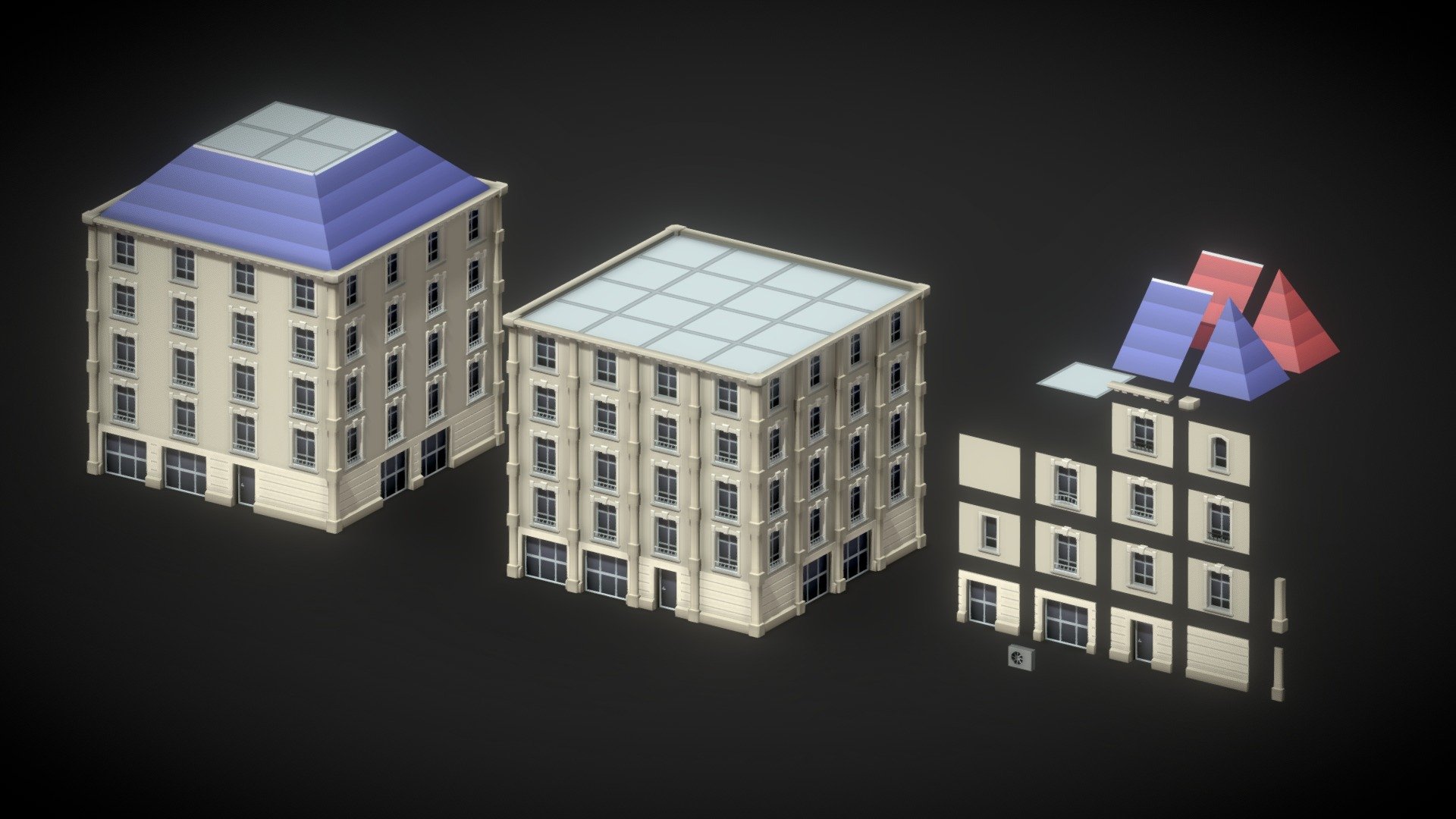 Pack - Low Poly - Building Modular - 24 Model - Download Free 3D model ...