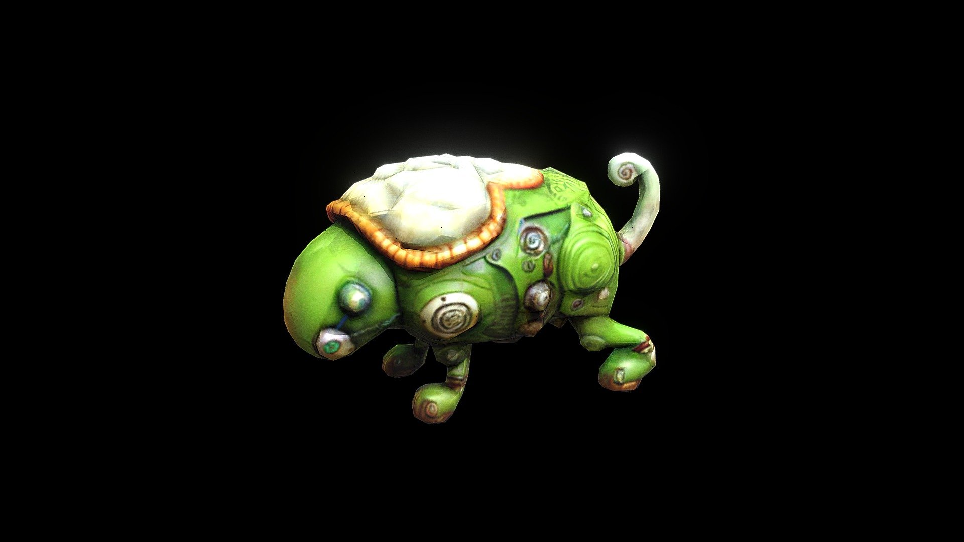 a green robot with a sheep 's wool on its hea - Download Free 3D model ...