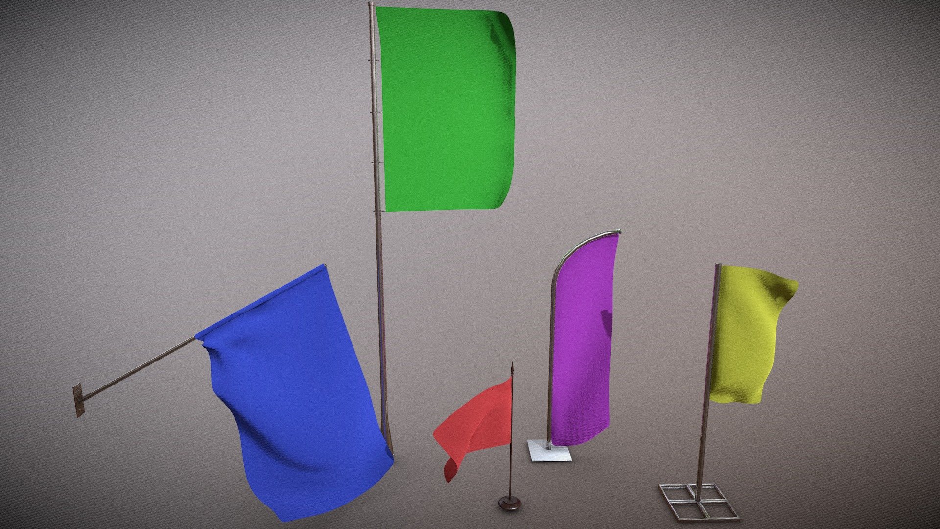 Pack of 5 colored Flags - Download Free 3D model by 3000volt [aabfa0a ...