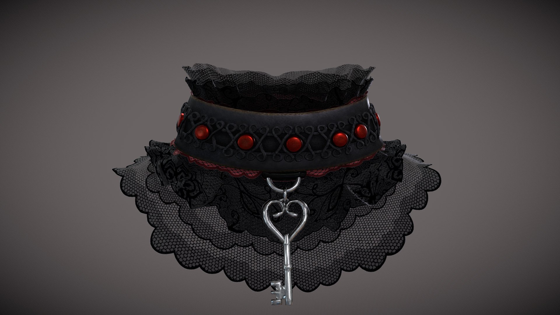Female Key Pendant Lace Collar Necklace - Buy Royalty Free 3D model by ...
