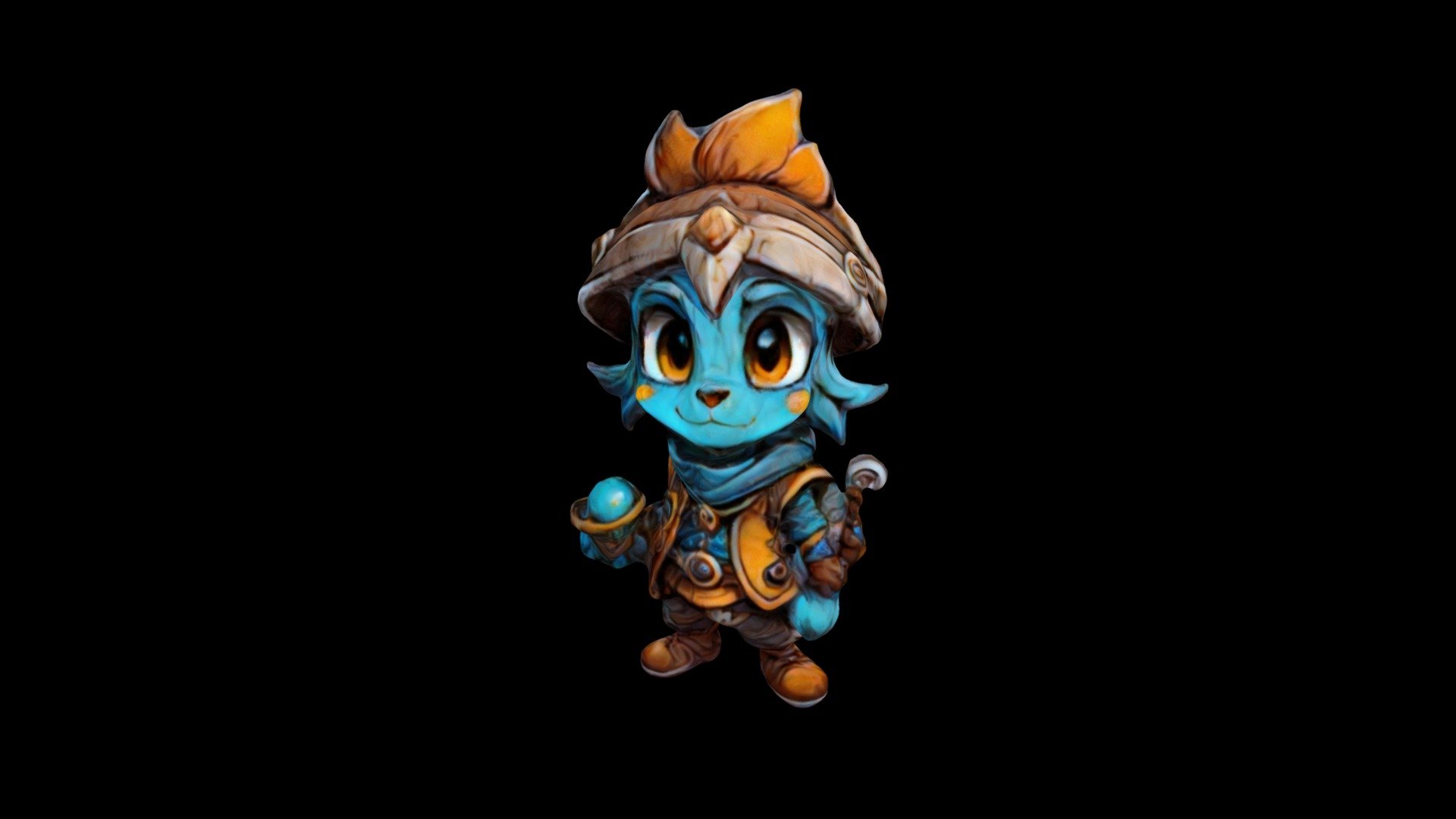 a blue creature dressed as a adventurer it is ho - Download Free 3D ...