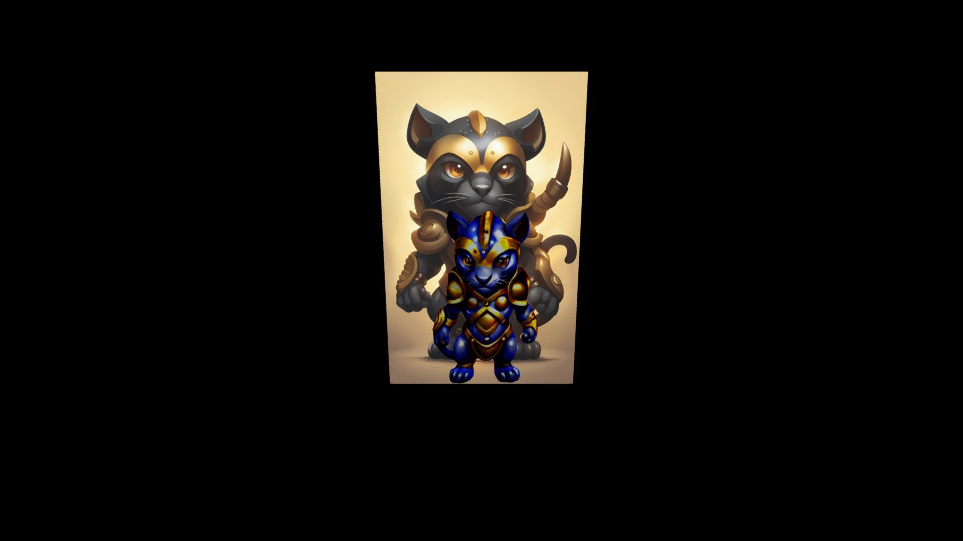 cartoon cat with golden armor and a sword in his - Download Free 3D ...