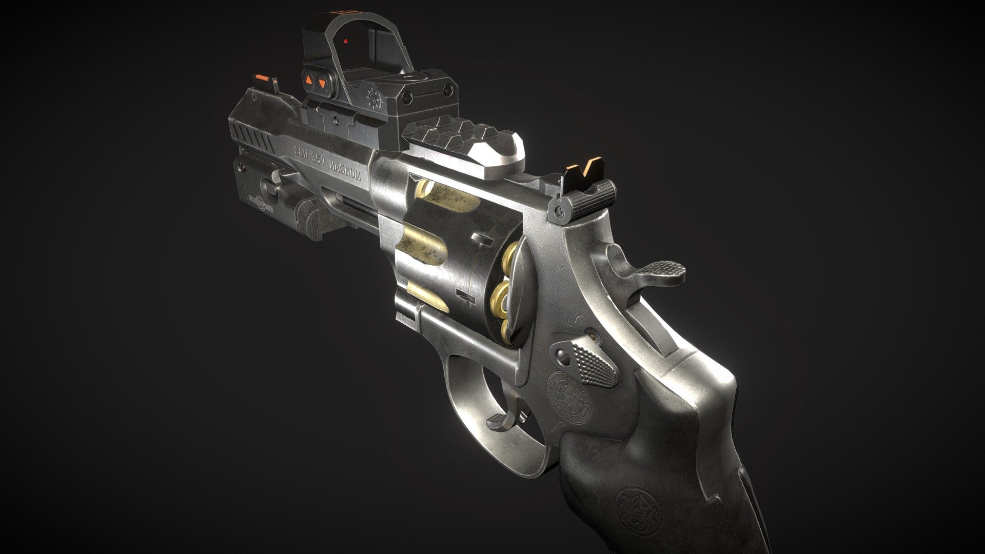 Gun - Revolver with Red dot and Flashlight - Download Free 3D model by ...