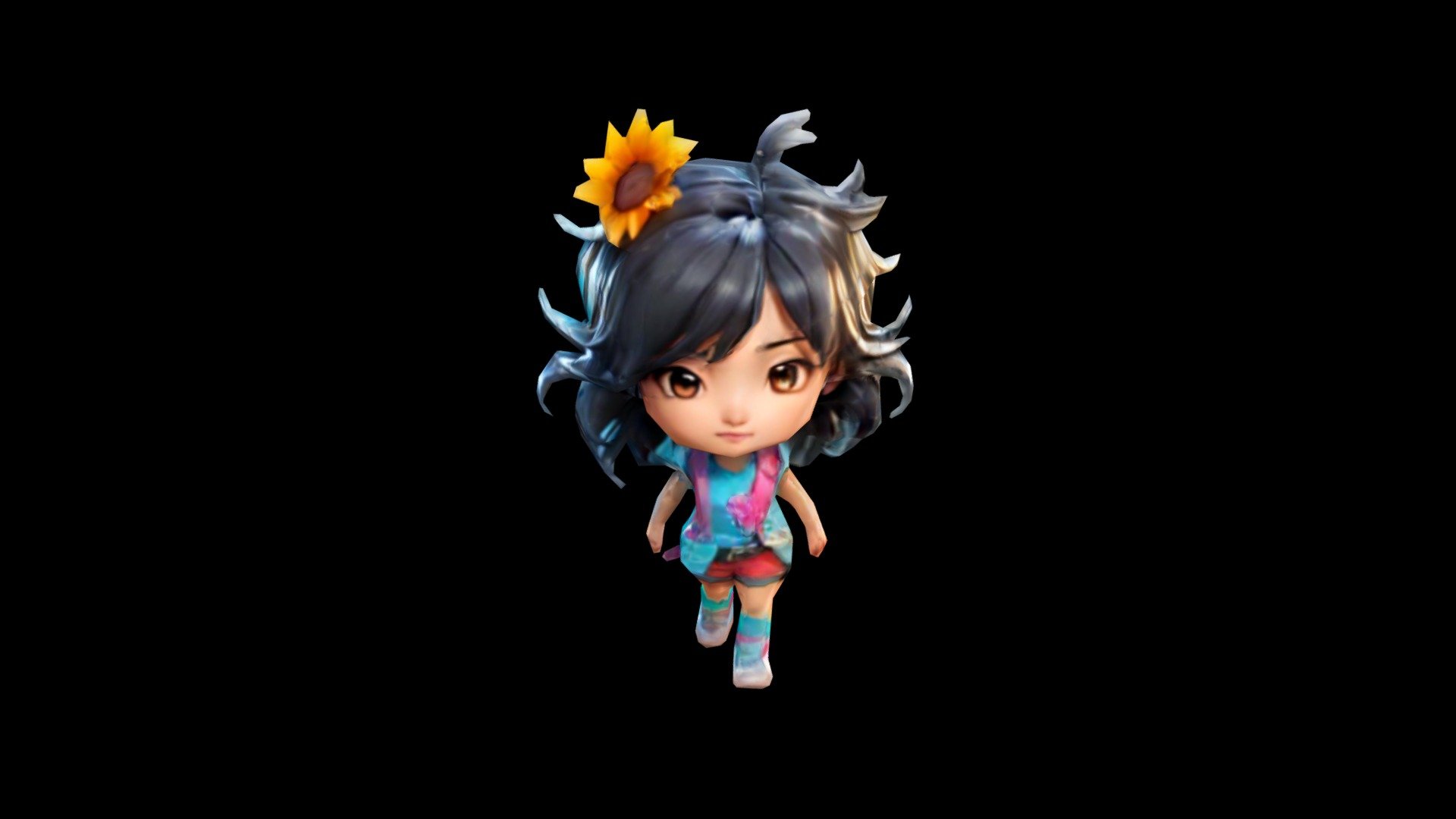 Chibi-style illustrated character with large eye - Download Free 3D ...