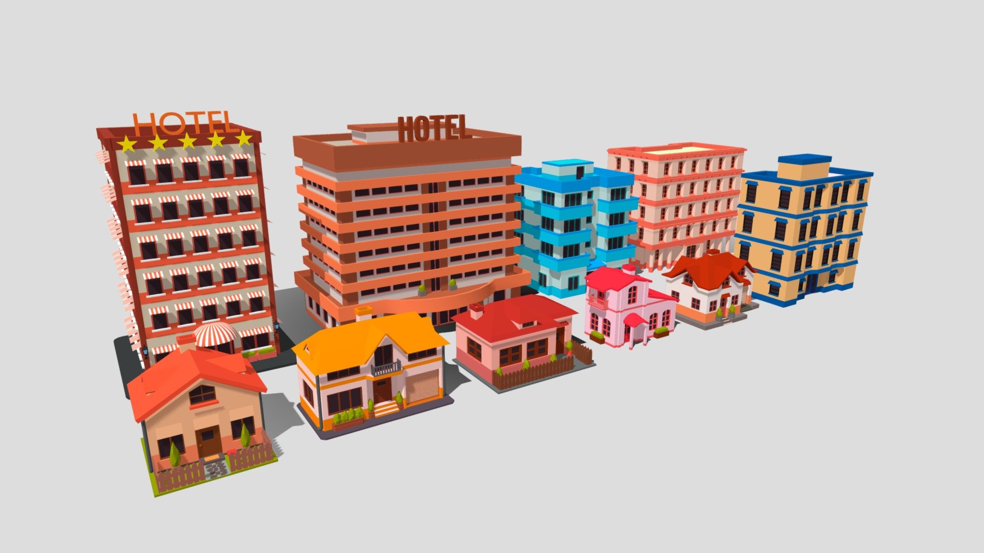 Low poly accommodations buildings - Download Free 3D model by ...