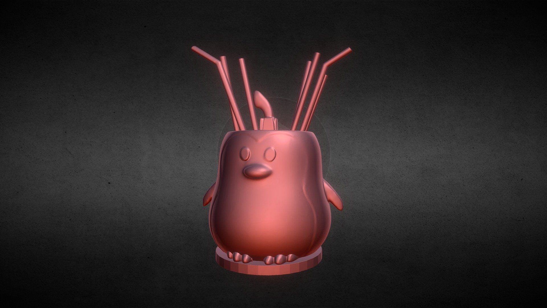 Penguin Straw Holder With Straws - Buy Royalty Free 3D model by ...