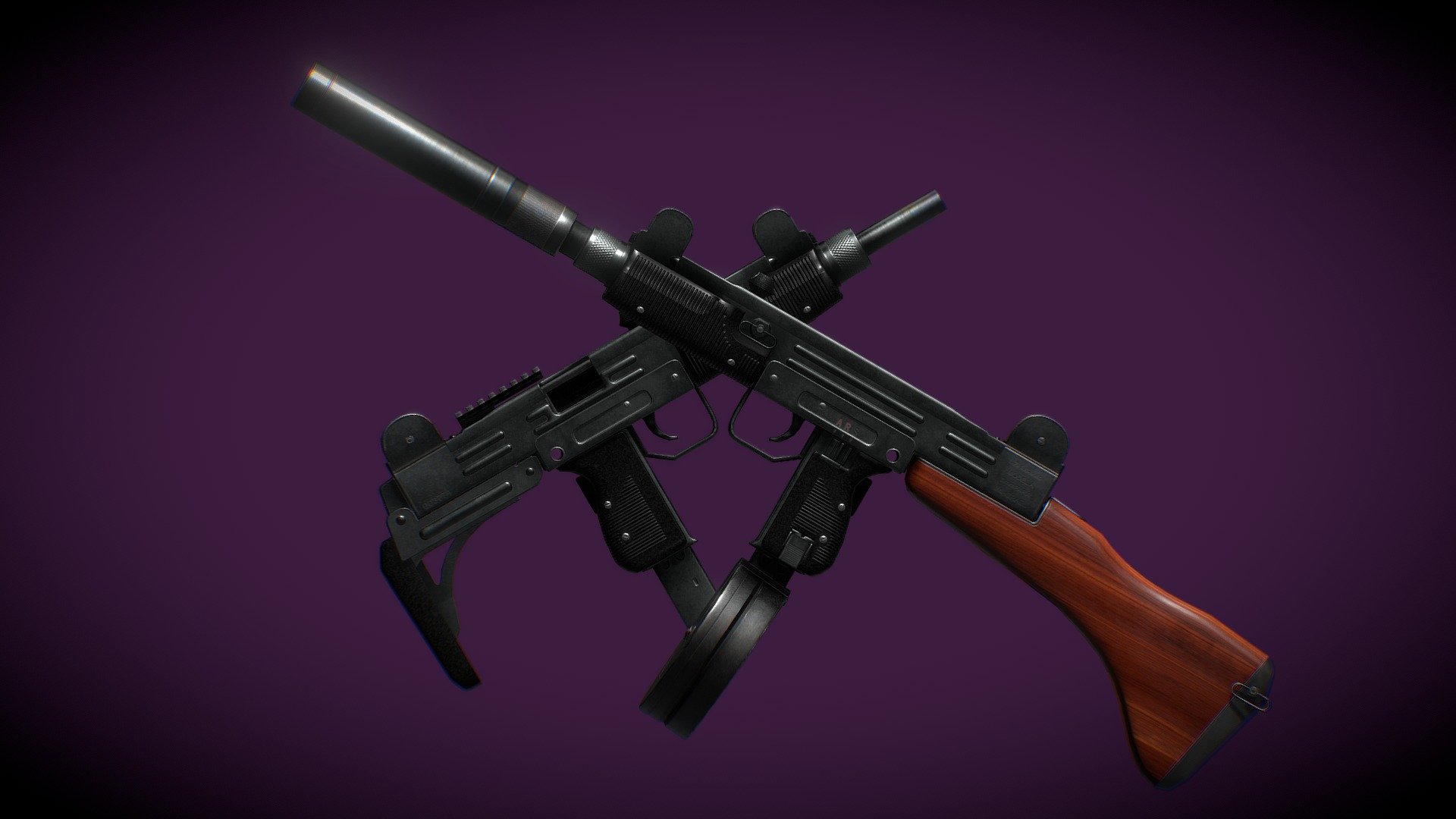 Uzi Submachine Gun with Attachments - Buy Royalty Free 3D model by ...