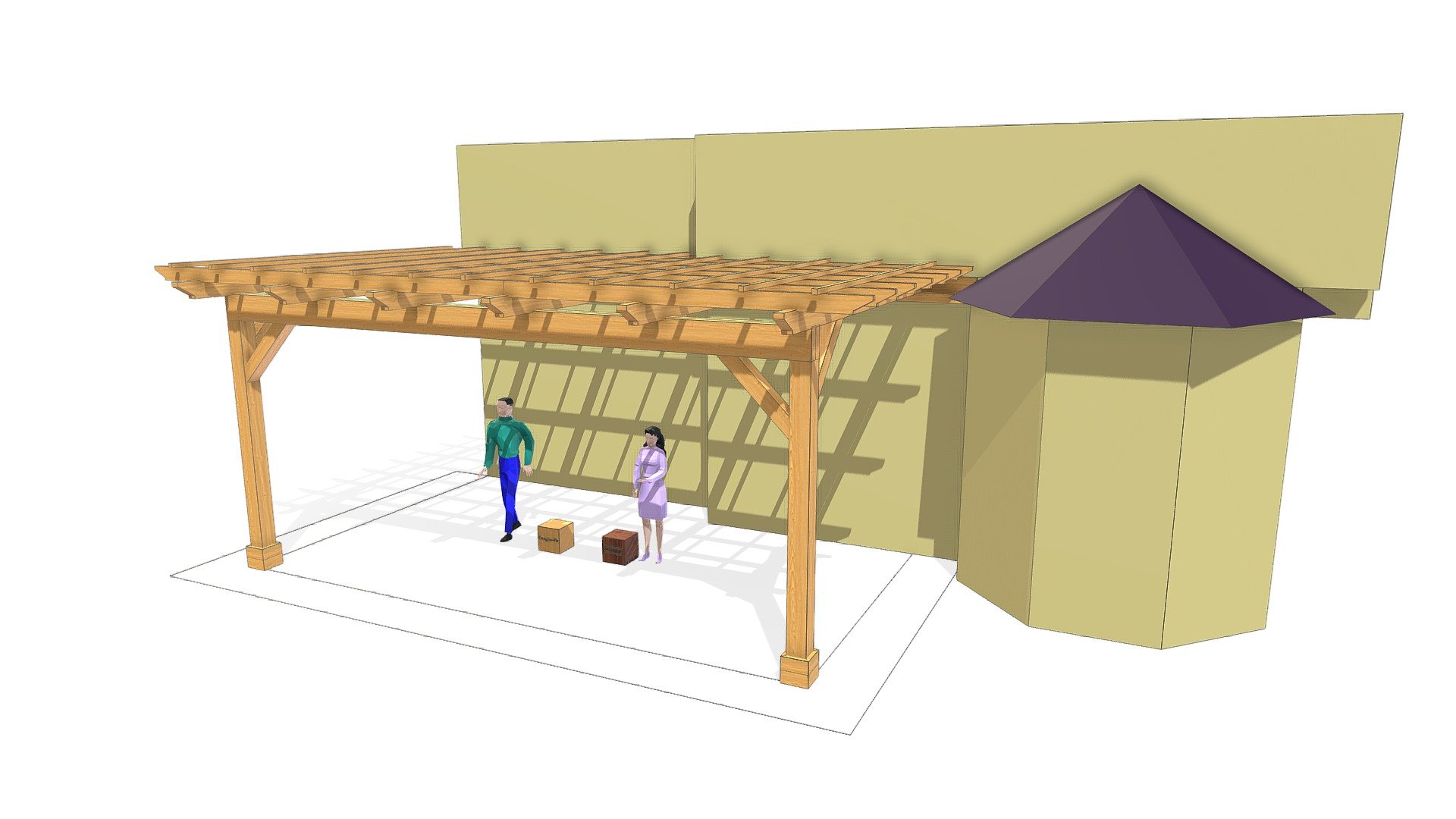 Custom Attached Pergola - 26.5 ft L x 16 ft W - 3D model by Forever ...