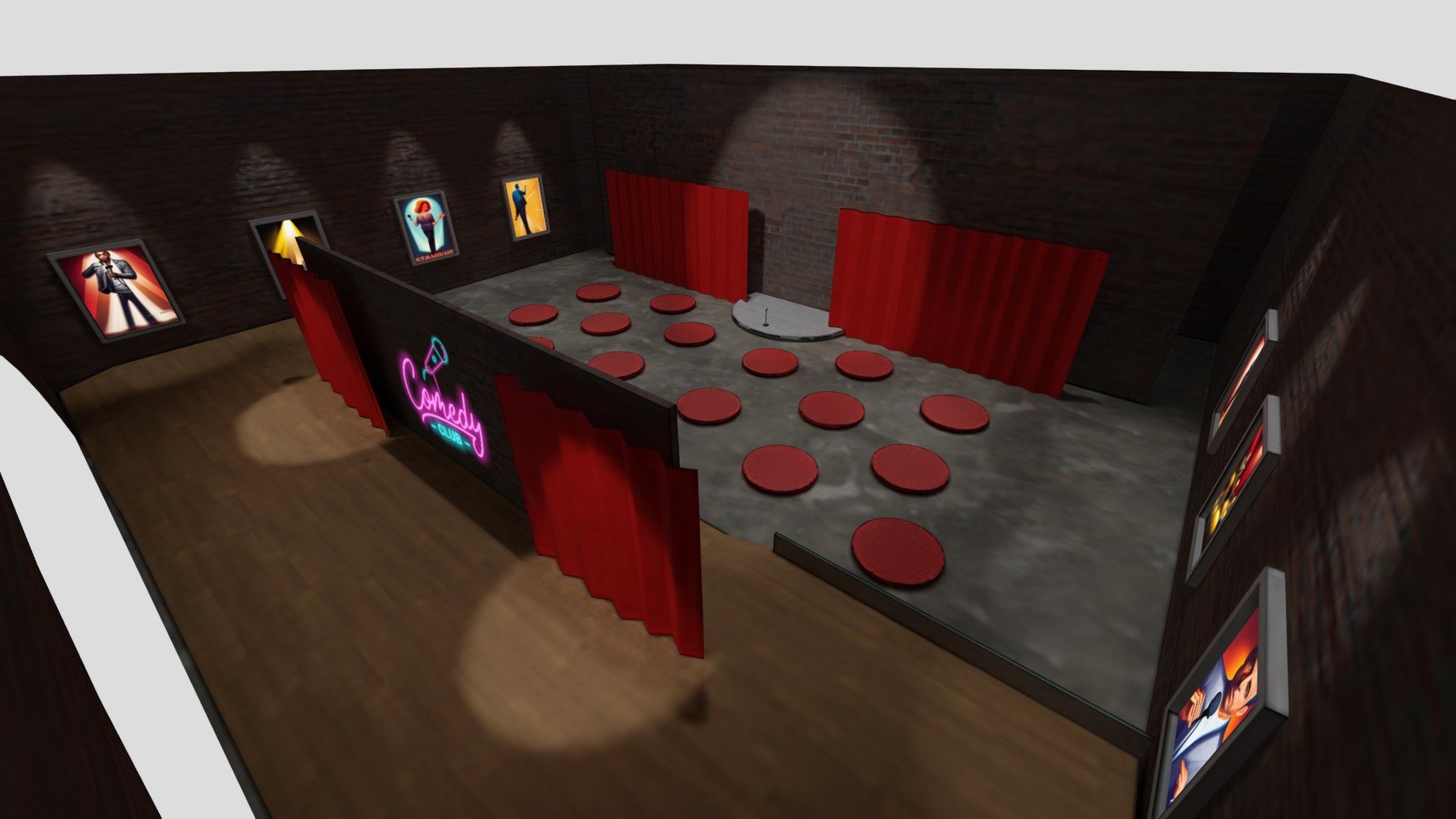 Comedy Club Room with Entry and Backstage - 3D model by JeffK ...
