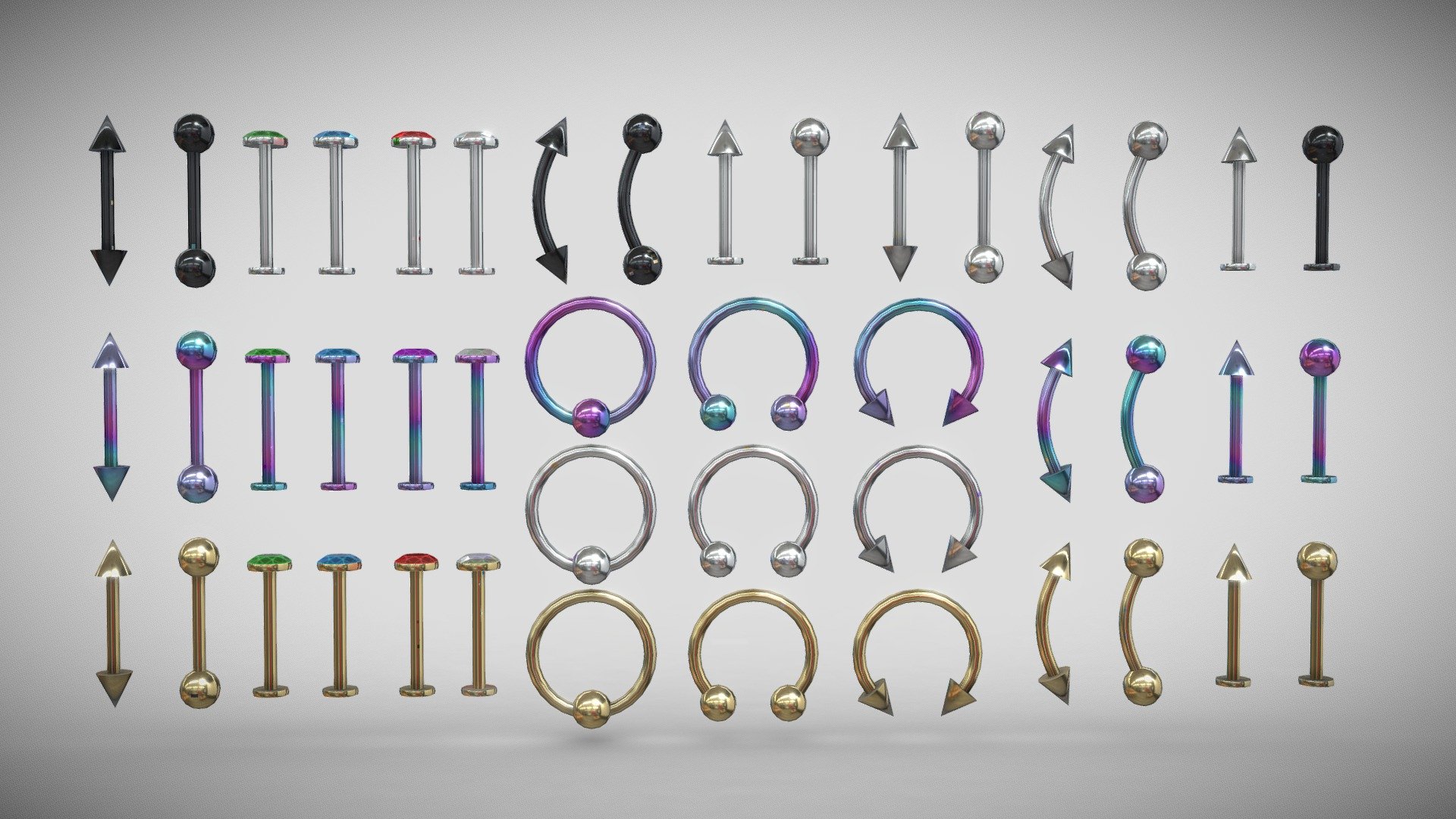 Piercings Pack / Earrings Pack - Buy Royalty Free 3D model by Karolina ...