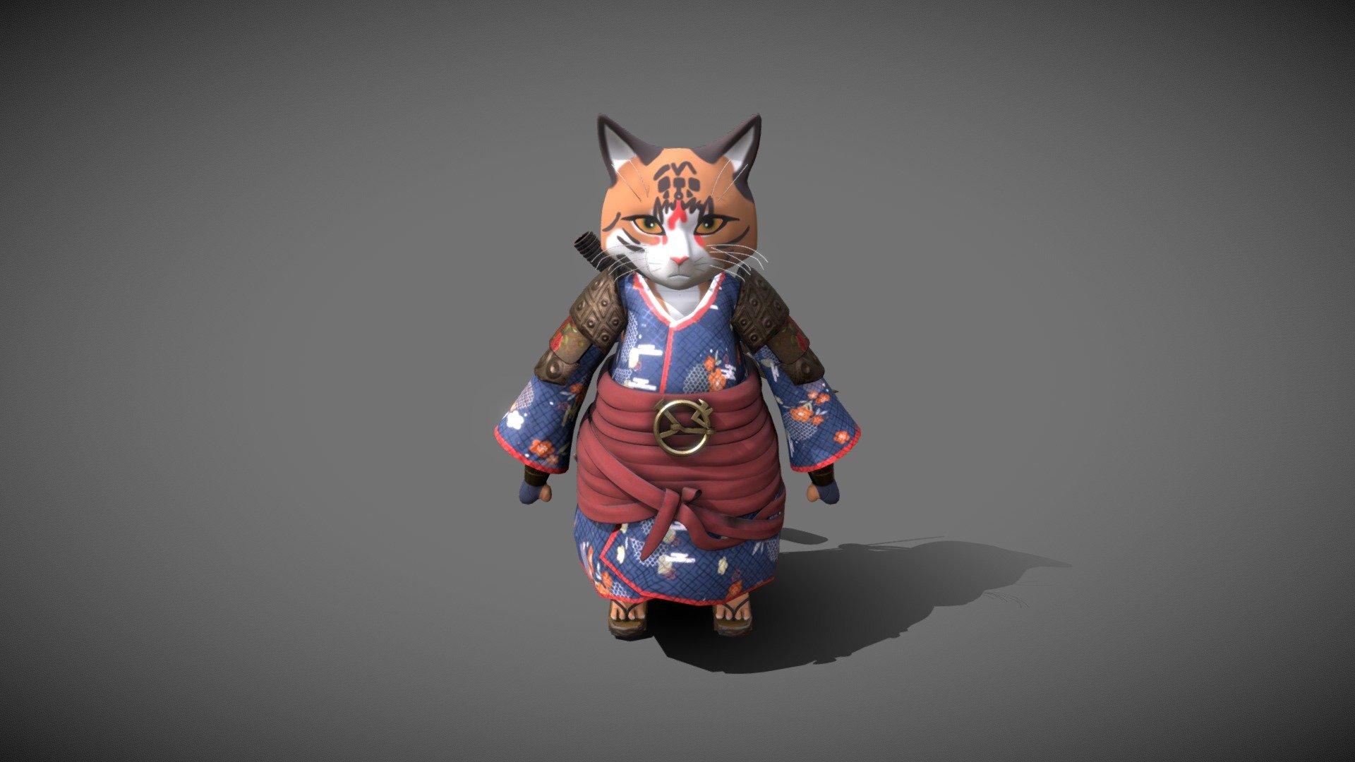 Samurai Cat - 3D model by Teana (@tia1583) [ab5ac02] - Sketchfab
