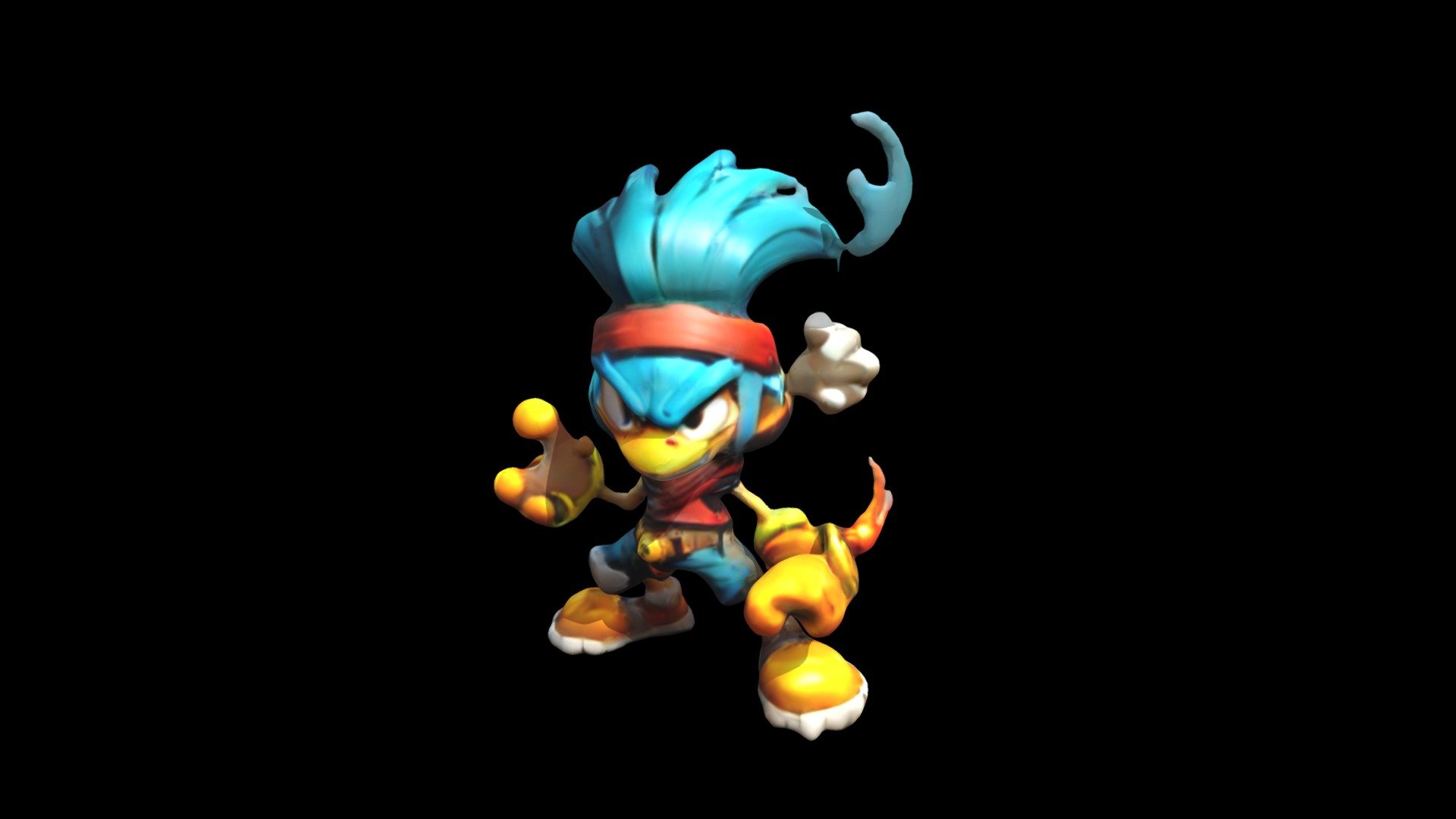 a cartoon character with blue hair and orange - Download Free 3D model ...