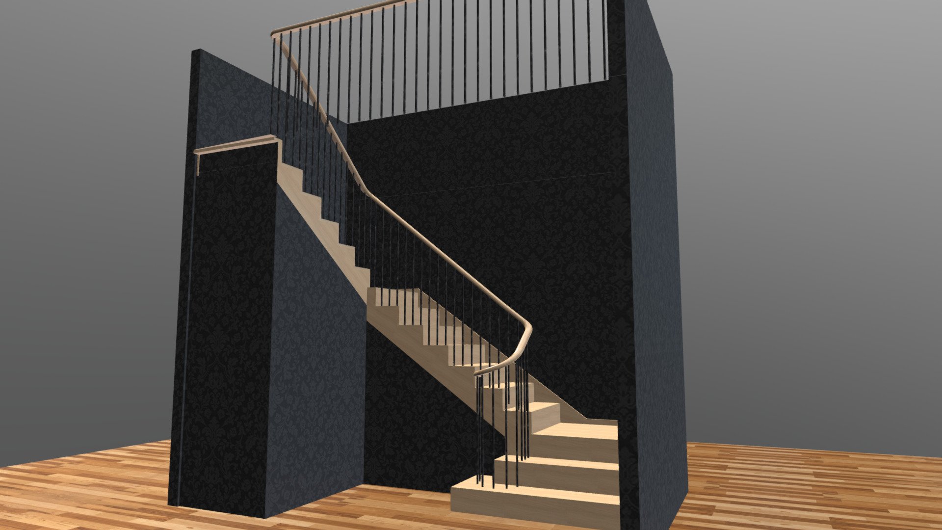 Block Stair With Oval Handrail And Small Wreath - 3D model by 3D ...