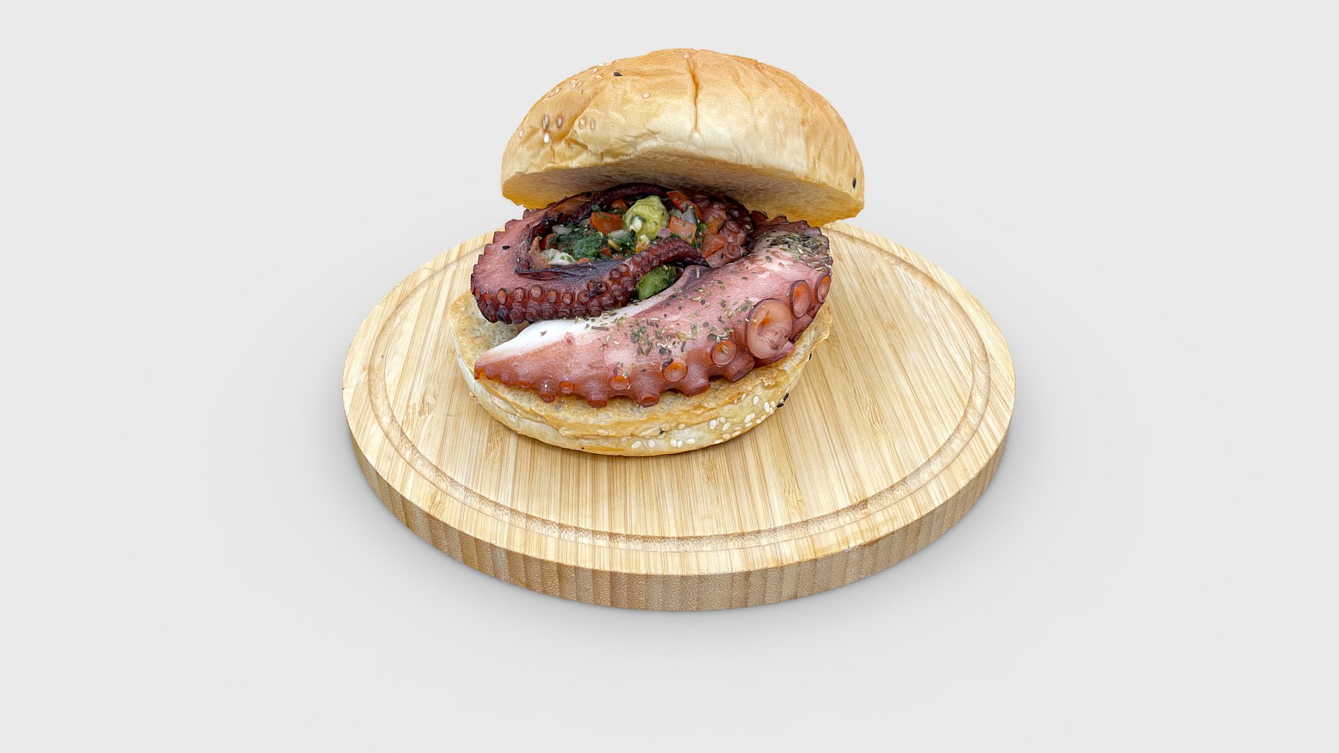 Octopus Burger with avocado salsa - 3D model by Zoltanfood [ab84569 ...