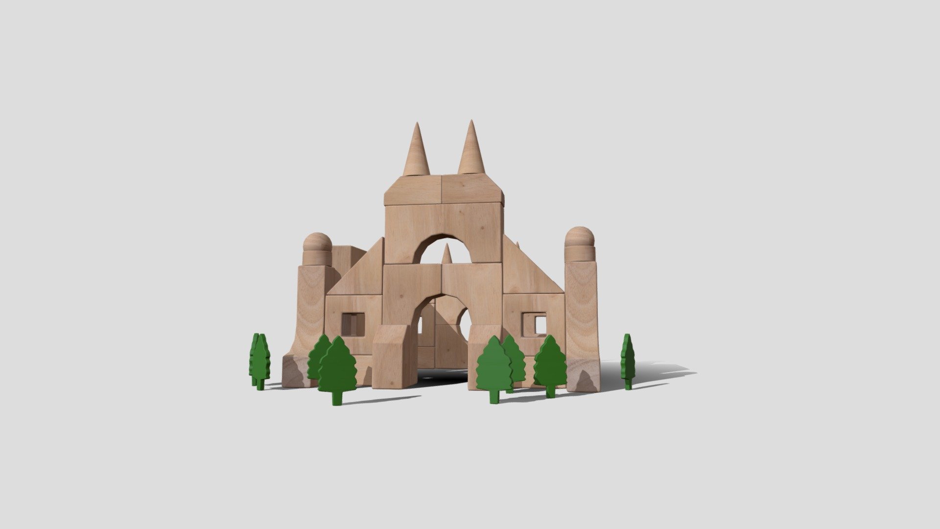 Wooden Block Castle - Download Free 3D model by StagMath (@alanrocull ...