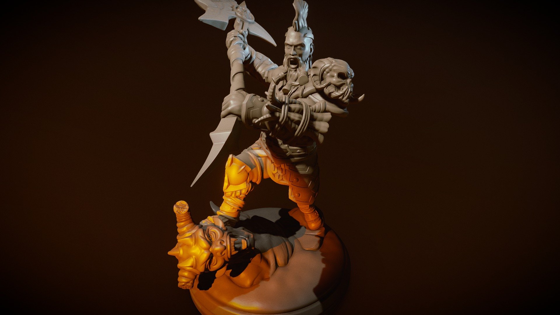 Barbarian - Miniature figure - 3D model by davidvacek [ab90aa3] - Sketchfab