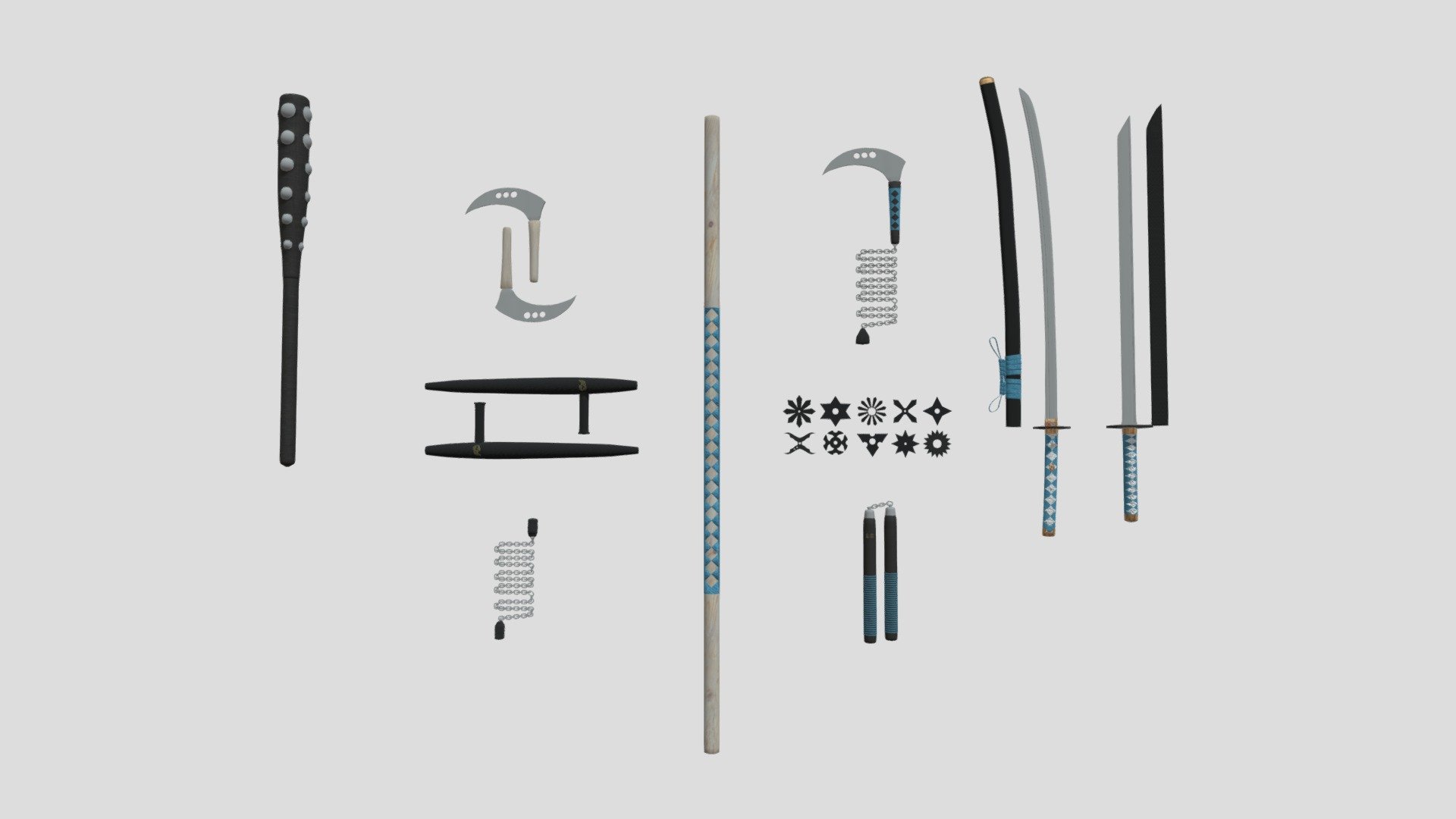 Japanese weapon set x 10 - 3D model by Red X-Samurai game (@redxsamurai ...