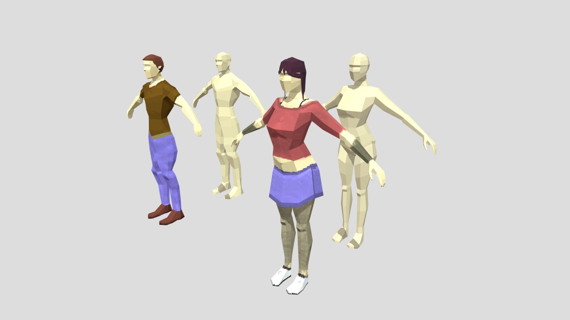 LowPoly - Male & Female - 3D model by LaelM [aba4dd4] - Sketchfab
