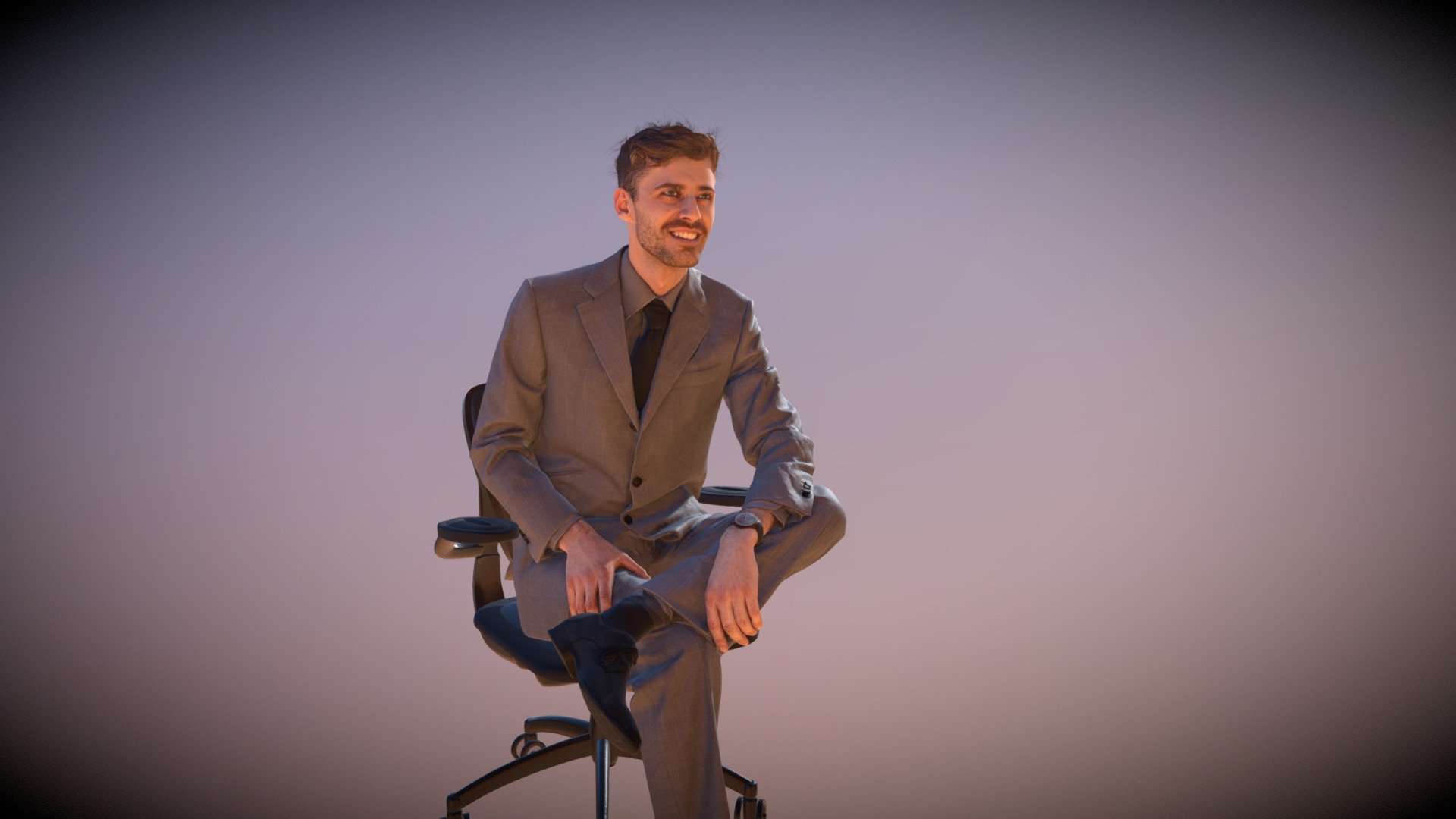 Elegant Business Man Posture Sitting Listening - Buy Royalty Free 3D ...
