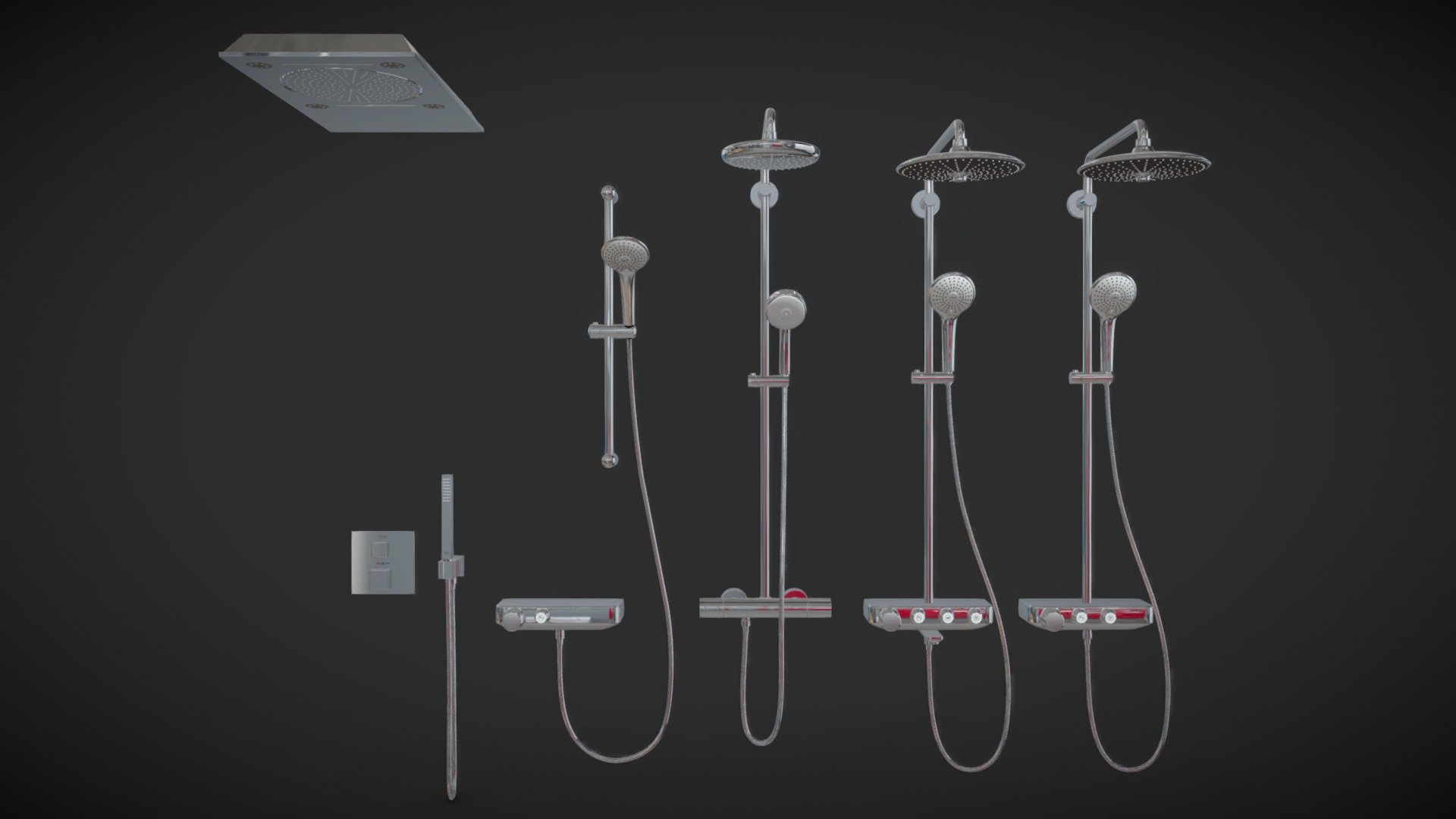 Shower systems GROHE set 105 - Buy Royalty Free 3D model by madMIX ...