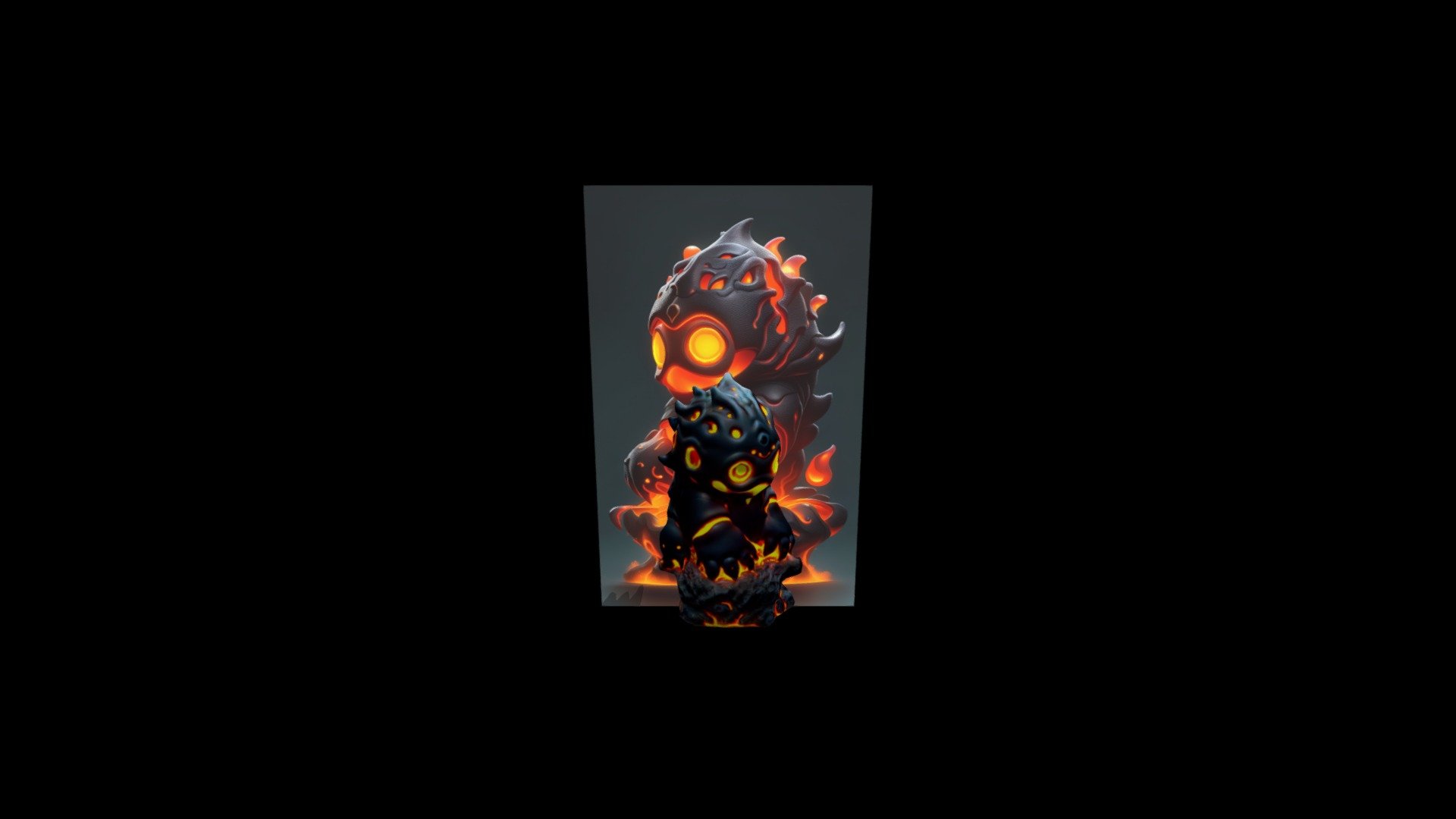"Flaming Creature Sculpture" A black and oran - Download Free 3D model ...