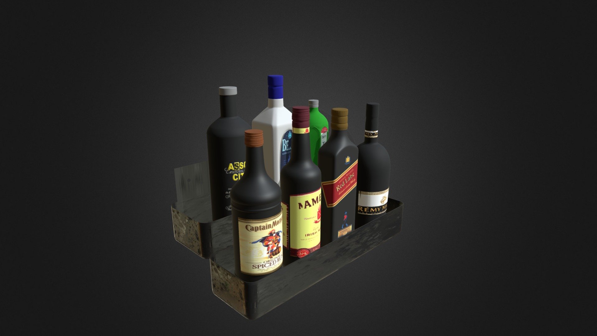 Metal Shelf with Bottles - Buy Royalty Free 3D model by cgaxis [abc2361 ...