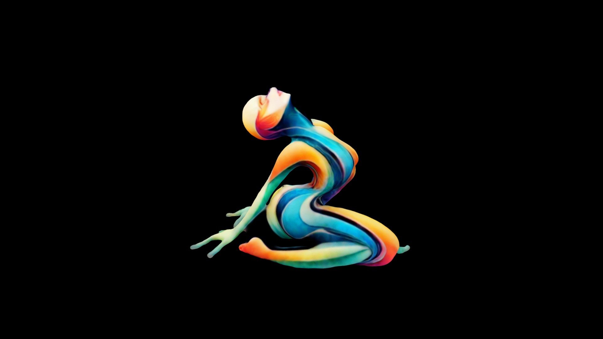 a woman in a yoga pose with colorful lines in he - Download Free 3D ...