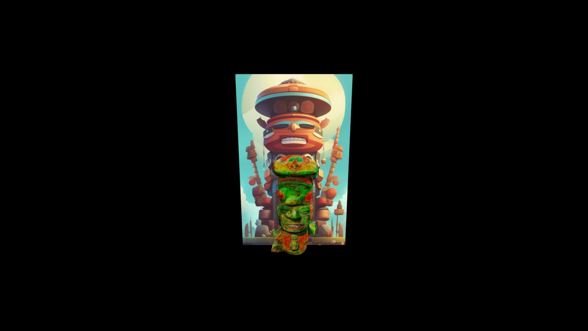 cartoon illustration of a totema with a sky bac - Download Free 3D ...