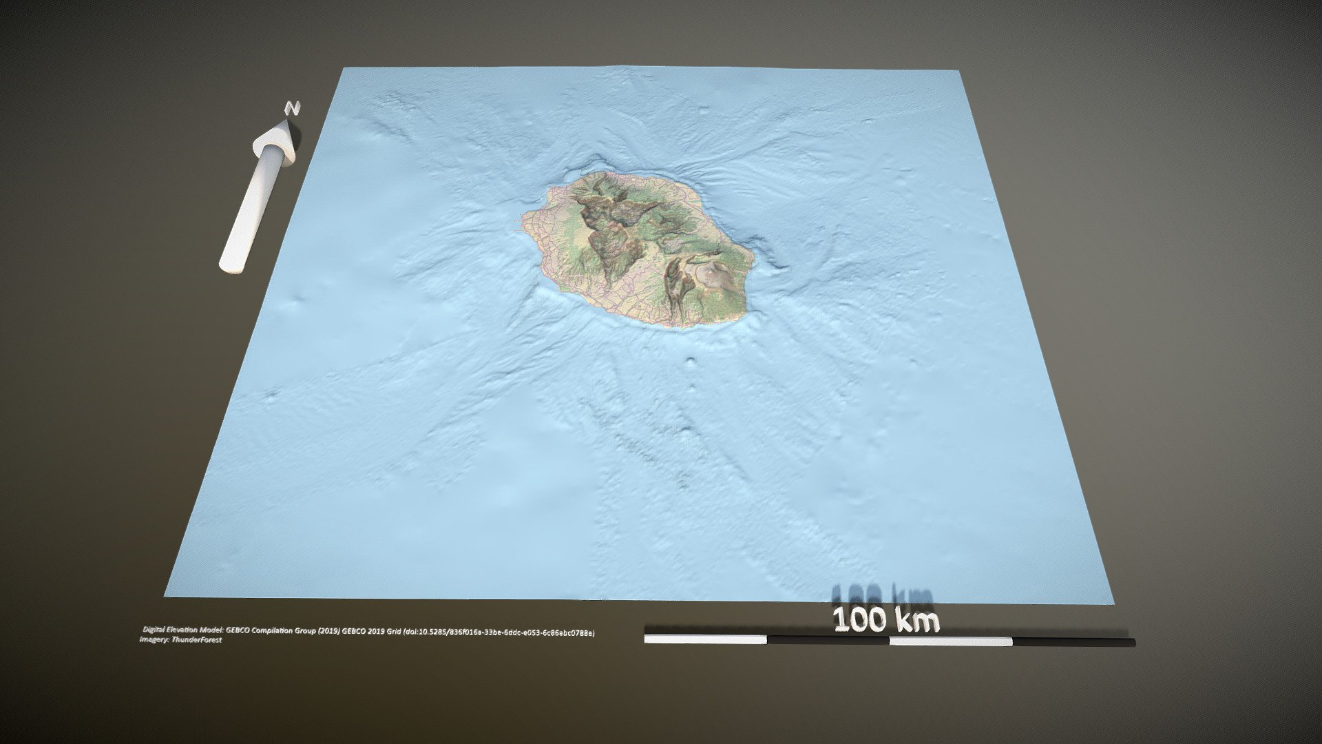 Reunion Island with bathymetry x1,5 - Download Free 3D model by Xavier ...