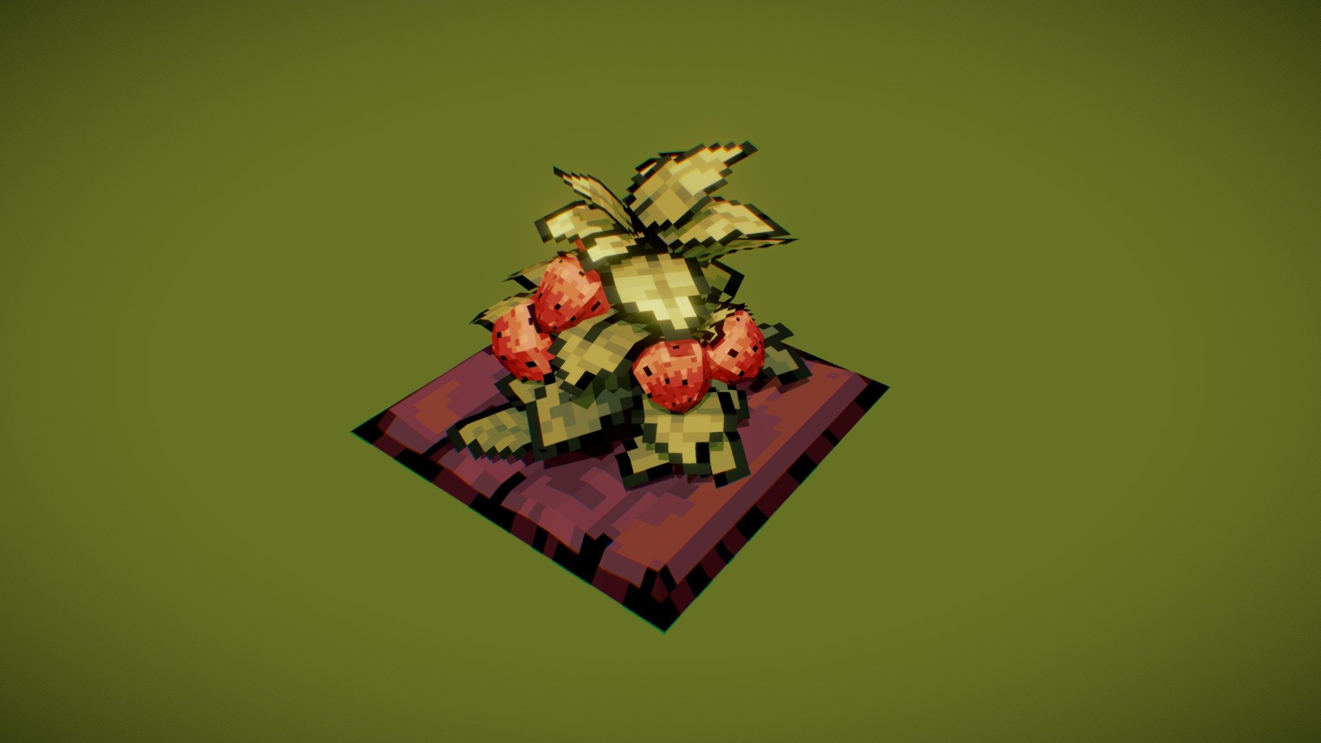 Strawberry Pixel Plant - 3D model by AtskaHeart [abe2c4b] - Sketchfab