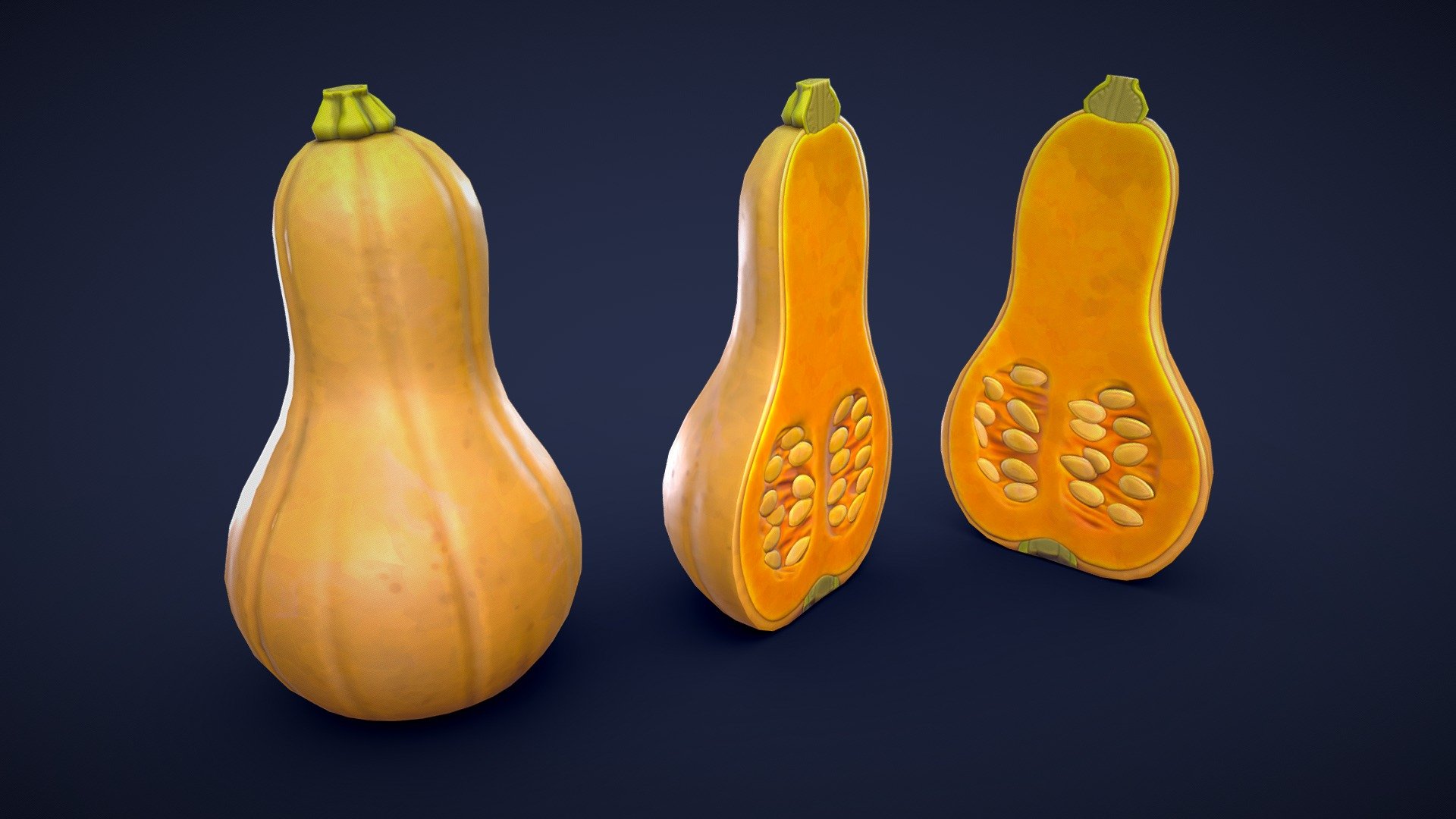 Stylized Butternut Pumpkin - Low Poly - Buy Royalty Free 3D model by ...