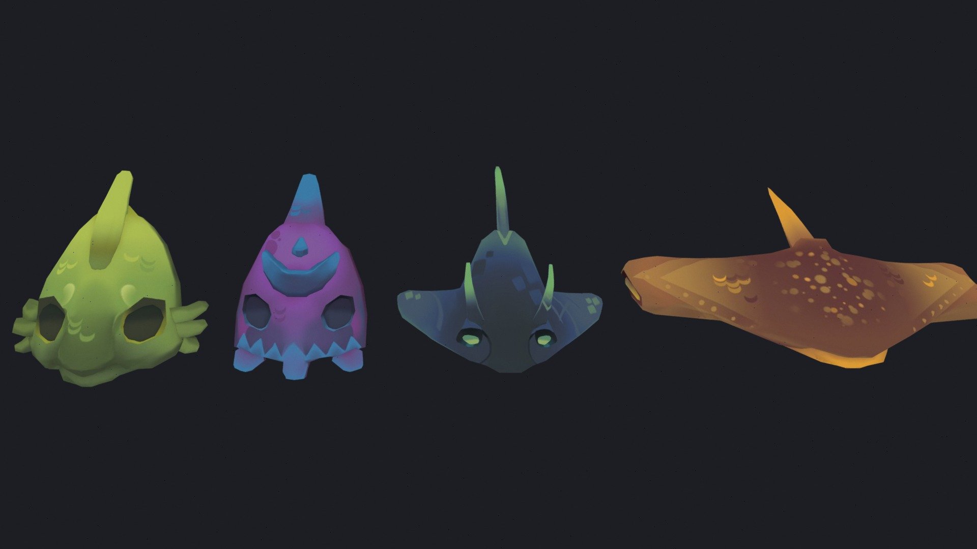 Handpainted Stylized Fish Inspired Masks - 3D model by heartsinge ...