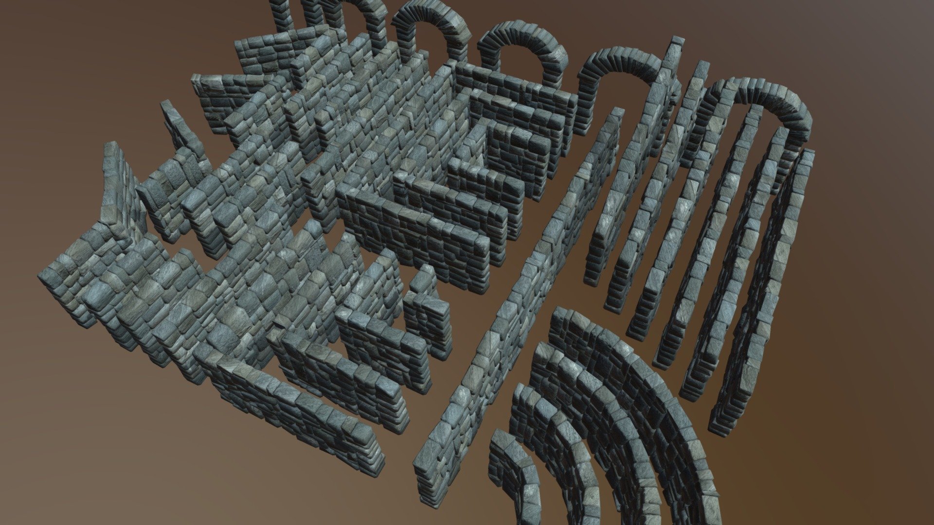 Brick Stone Walls Pack (low-Poly) - Buy Royalty Free 3D model by Sereib ...