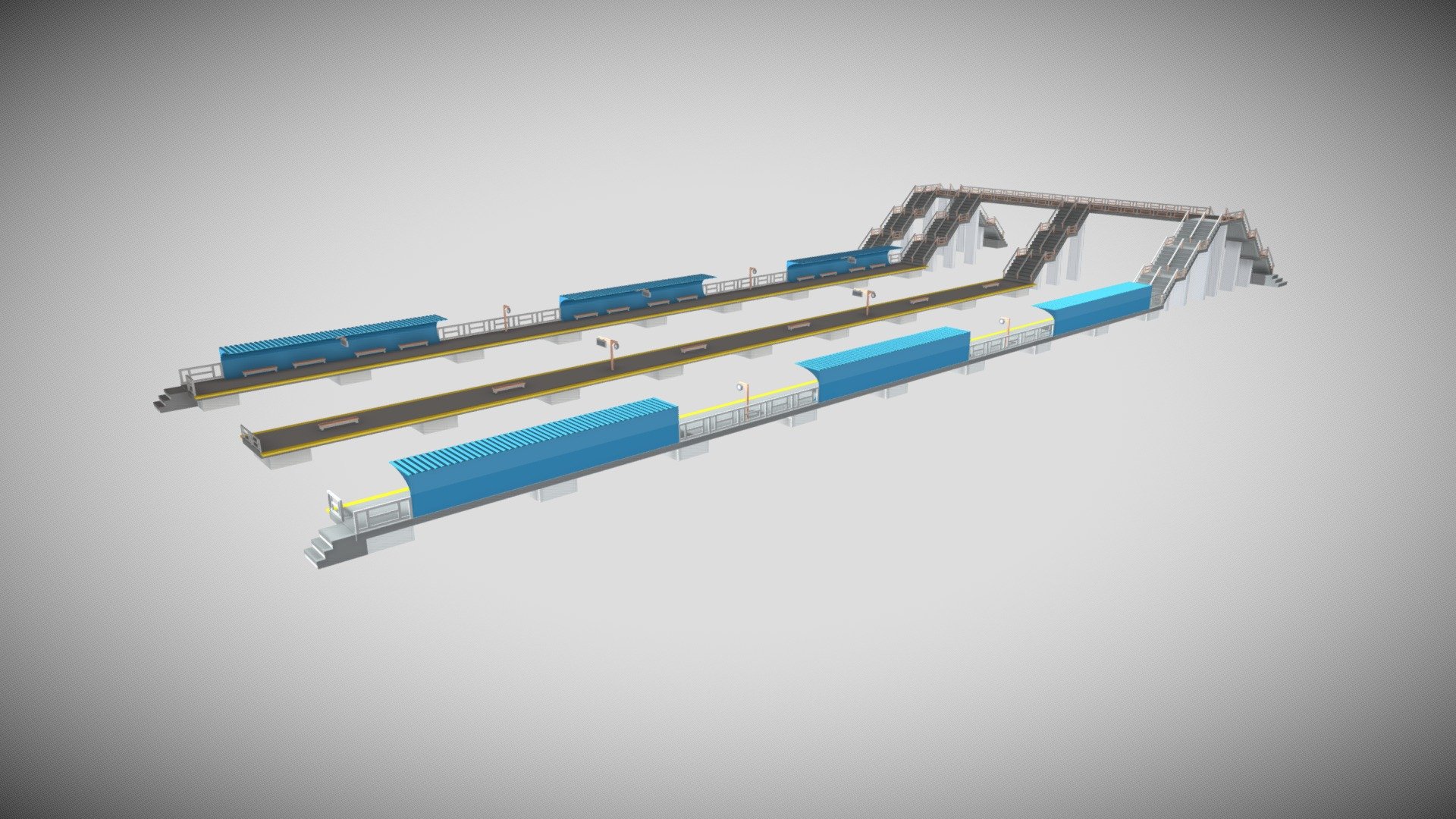 Railway station , Low-poly model - 3D model by Nikcore (@nikcore76 ...