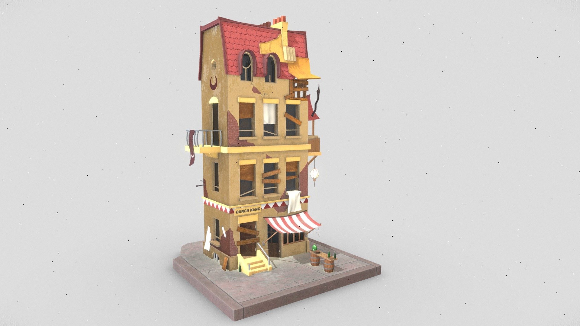 The Red Roof Tavern - 3D model by parkhanseo [ac33087] - Sketchfab