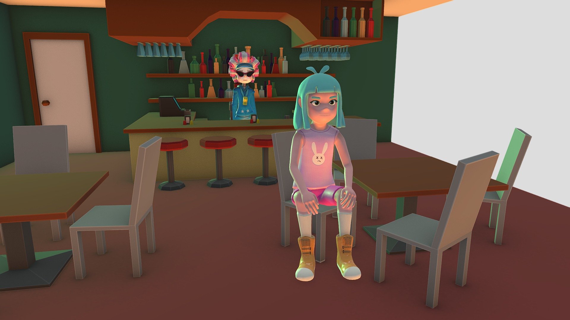 Animated Talking Cartoon Characters Bar Scene - 3D model by ...