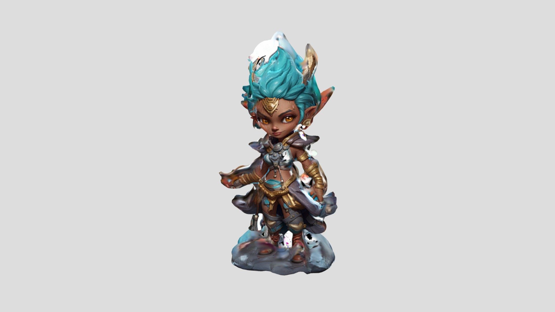 Blue-haired Elf Warrior Statue A blue-haired - Download Free 3D model ...