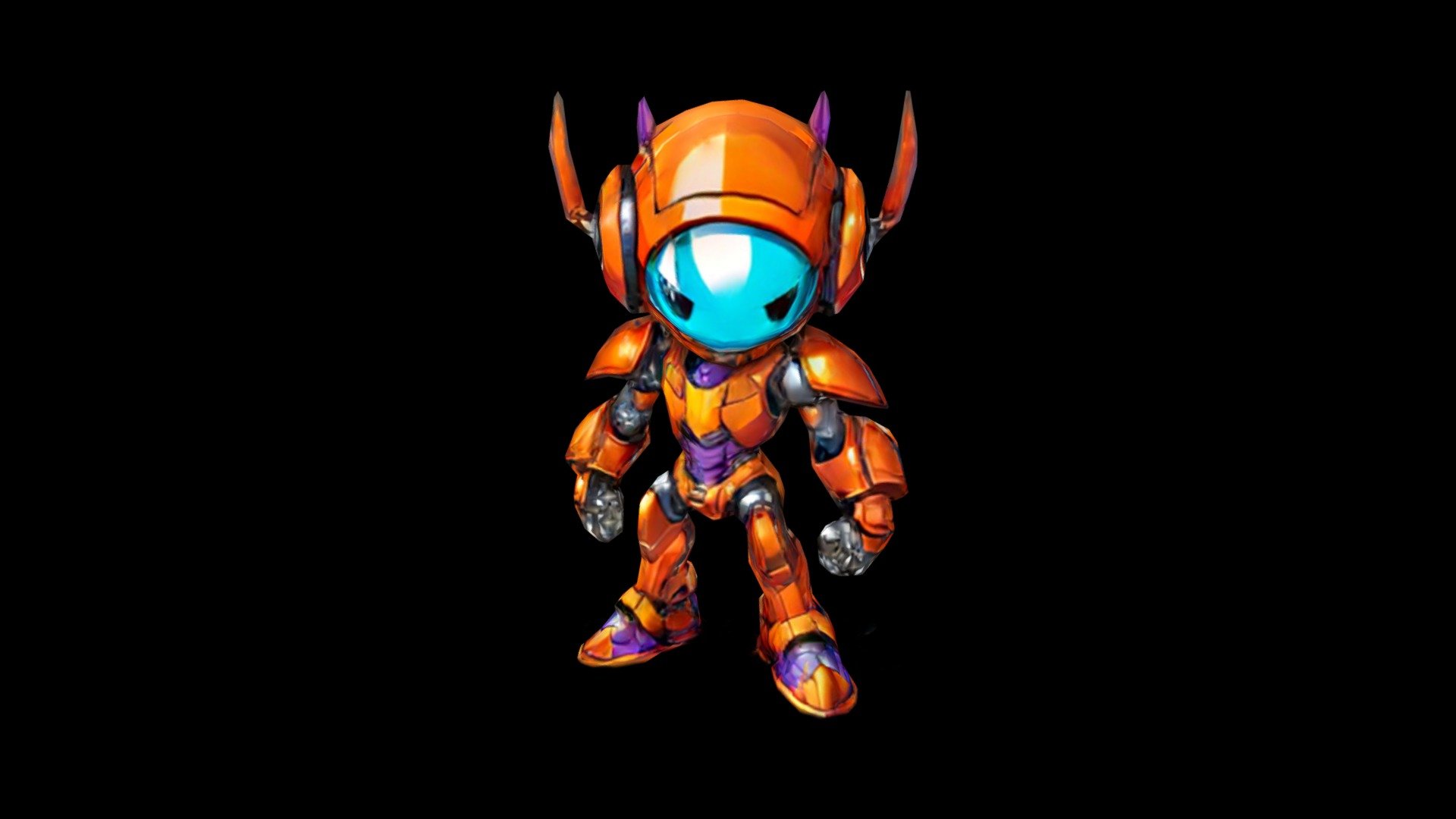 "Orange Robot with Crystal Head and Jetpack" - Download Free 3D model ...