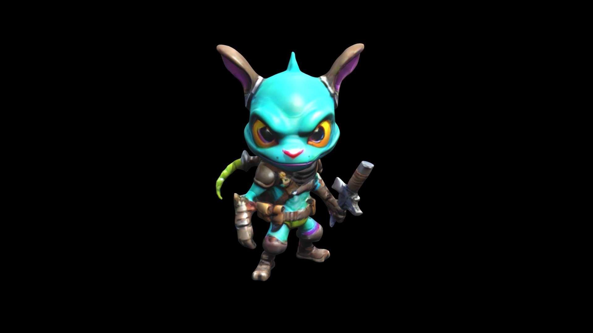 A Blue Furred Monster Fighting Game Character Wi - Download Free 3D ...