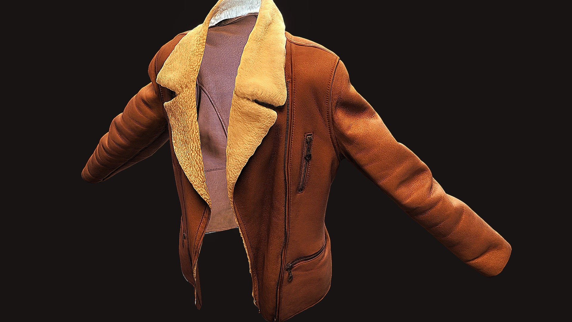 Brown leather jacket 01 ( 3D Scanned ) - Buy Royalty Free 3D model by ...