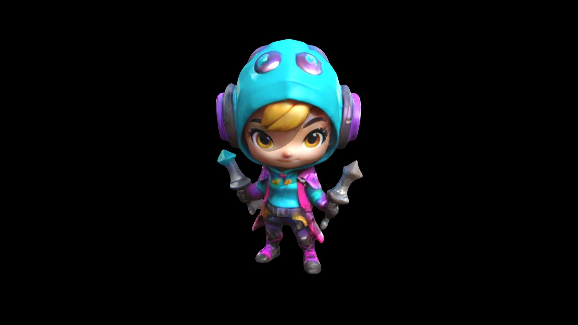 Girl Fighter Doll with Blue Helmet and Pink Coat - Download Free 3D ...