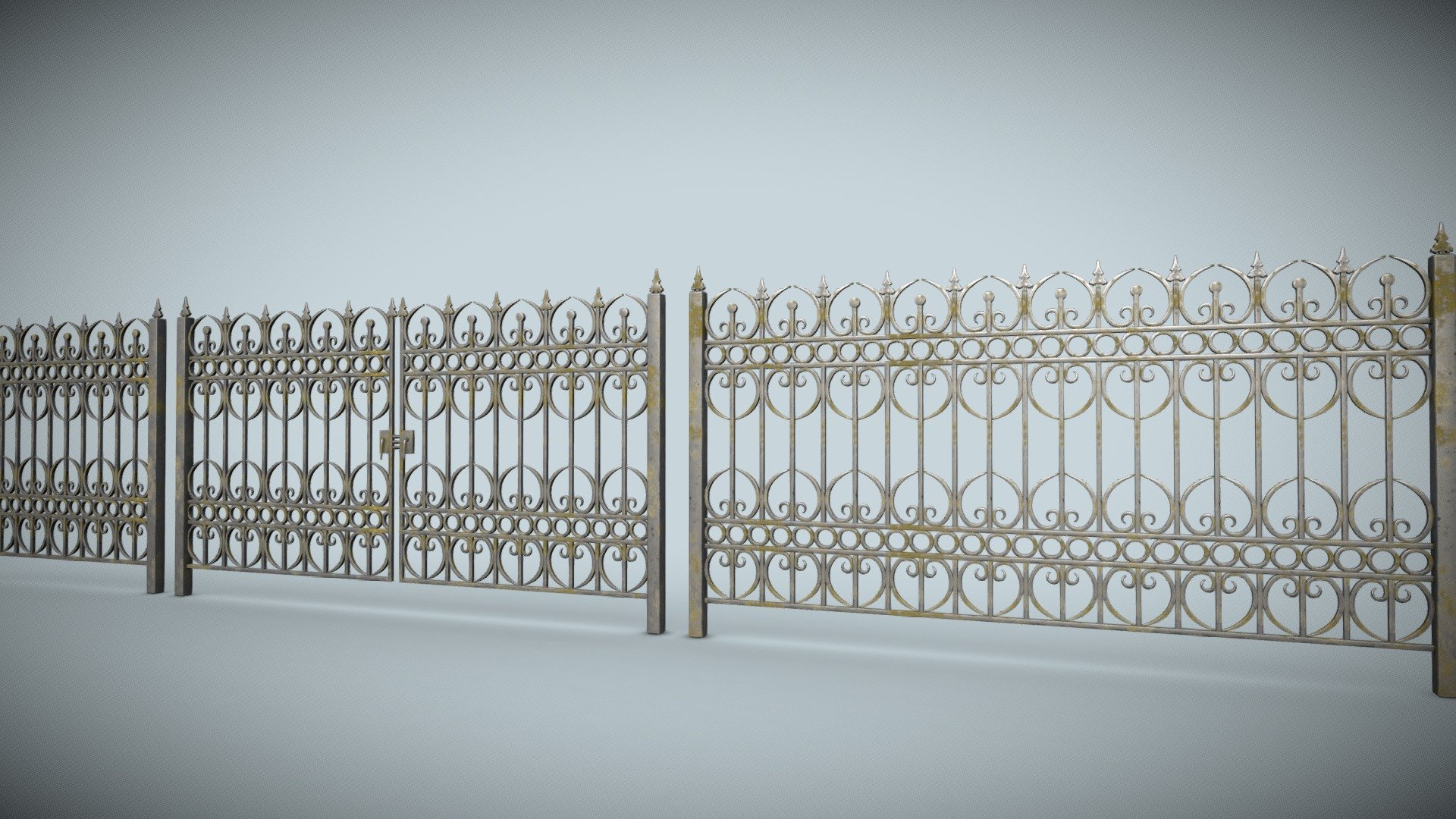 Gate and fence Metal Art low-poly game ready 3D - Buy Royalty Free 3D ...