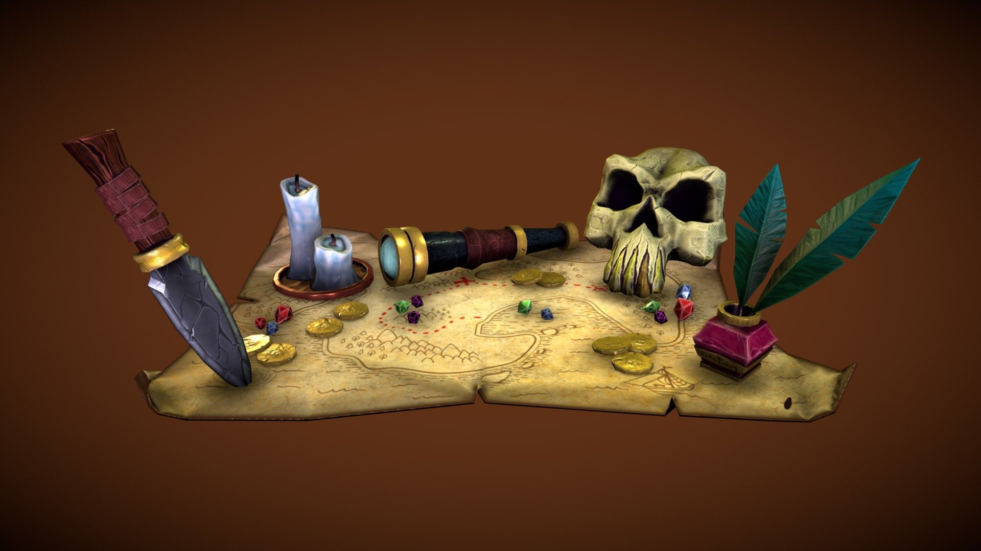 Pirate Treasure Map - 3D model by shiinno [ac83c08] - Sketchfab